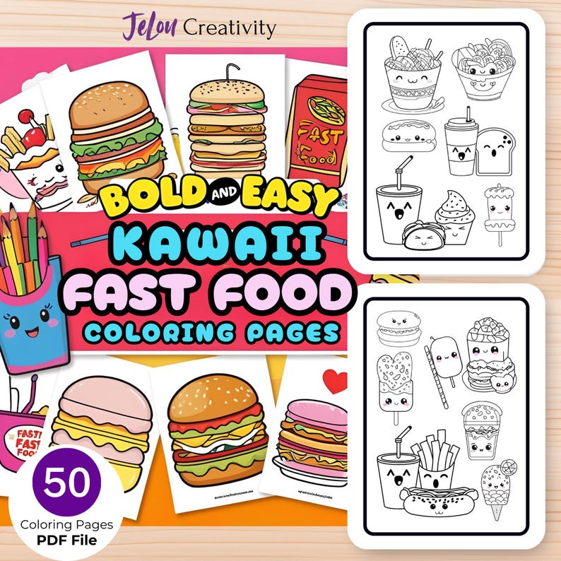 Kawaii Fast Food Coloring Pages | Printable Food Designs for Kids and ...