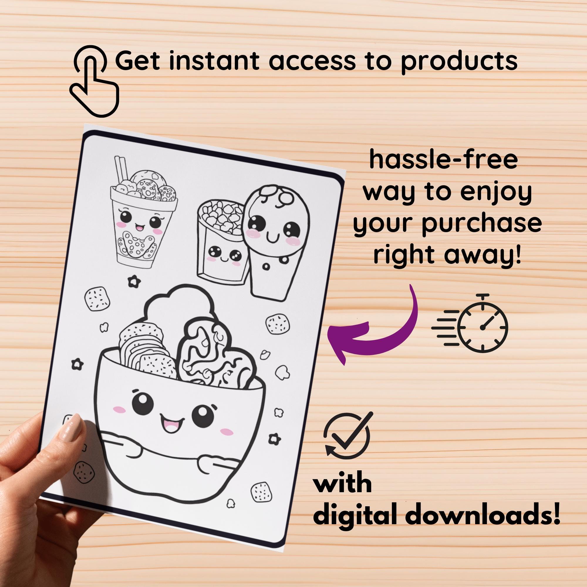 Kawaii Snacks Coloring Pages | Printable Fun Snack Art for Kids and ...