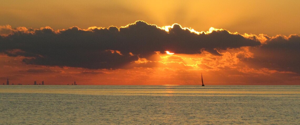 Digital Download Beach Photo Sunset Lake Michigan Sailboat Chicago ...