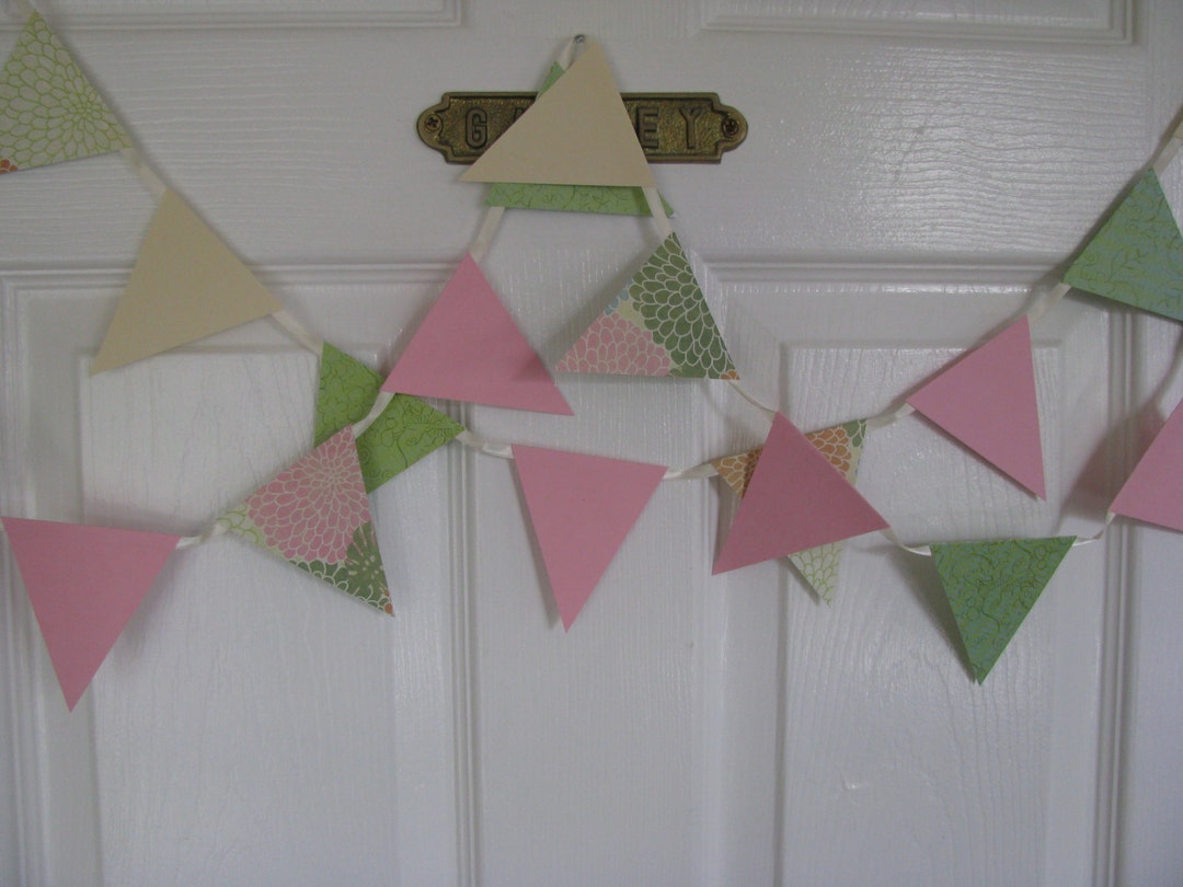 Fresh Spring Pink Andgreen Banner----garland 8 Feet Long - Etsy