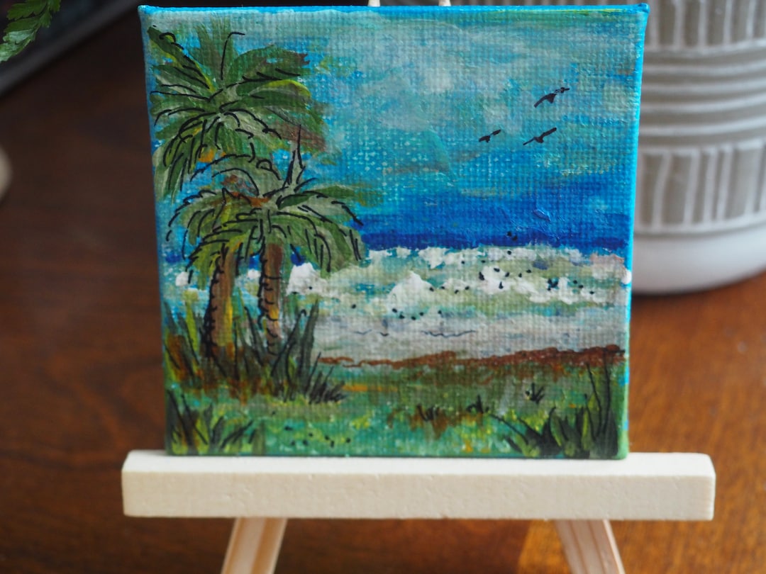 Beach Day Mini Art Original Art Mini Canvas Beach - Etsy