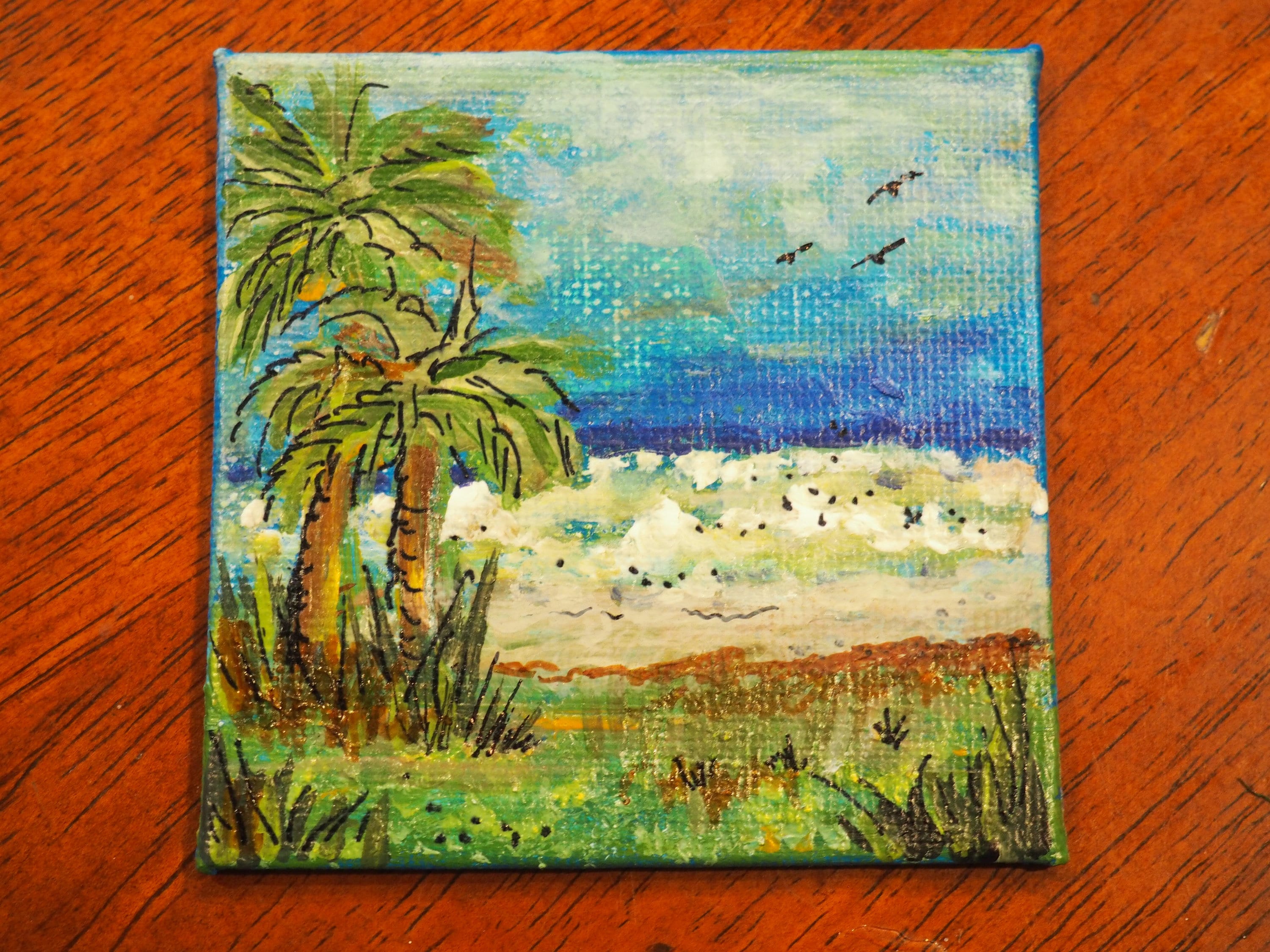 Beach Day Mini Art Original Art Mini Canvas Beach - Etsy