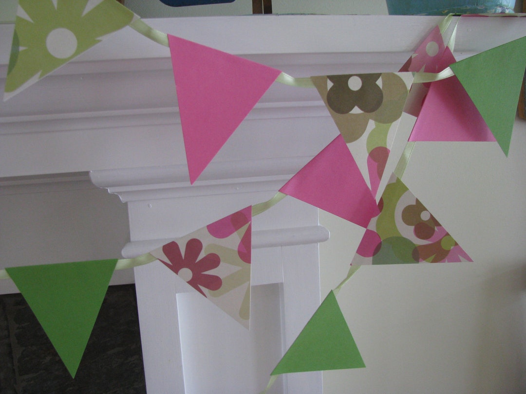 Bright Pink and Green Flower Banner Spring Banner Home Decor Dorm - Etsy