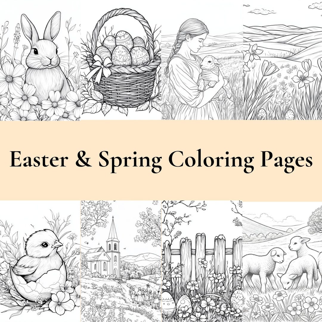Easter & Spring Coloring Pages - Etsy