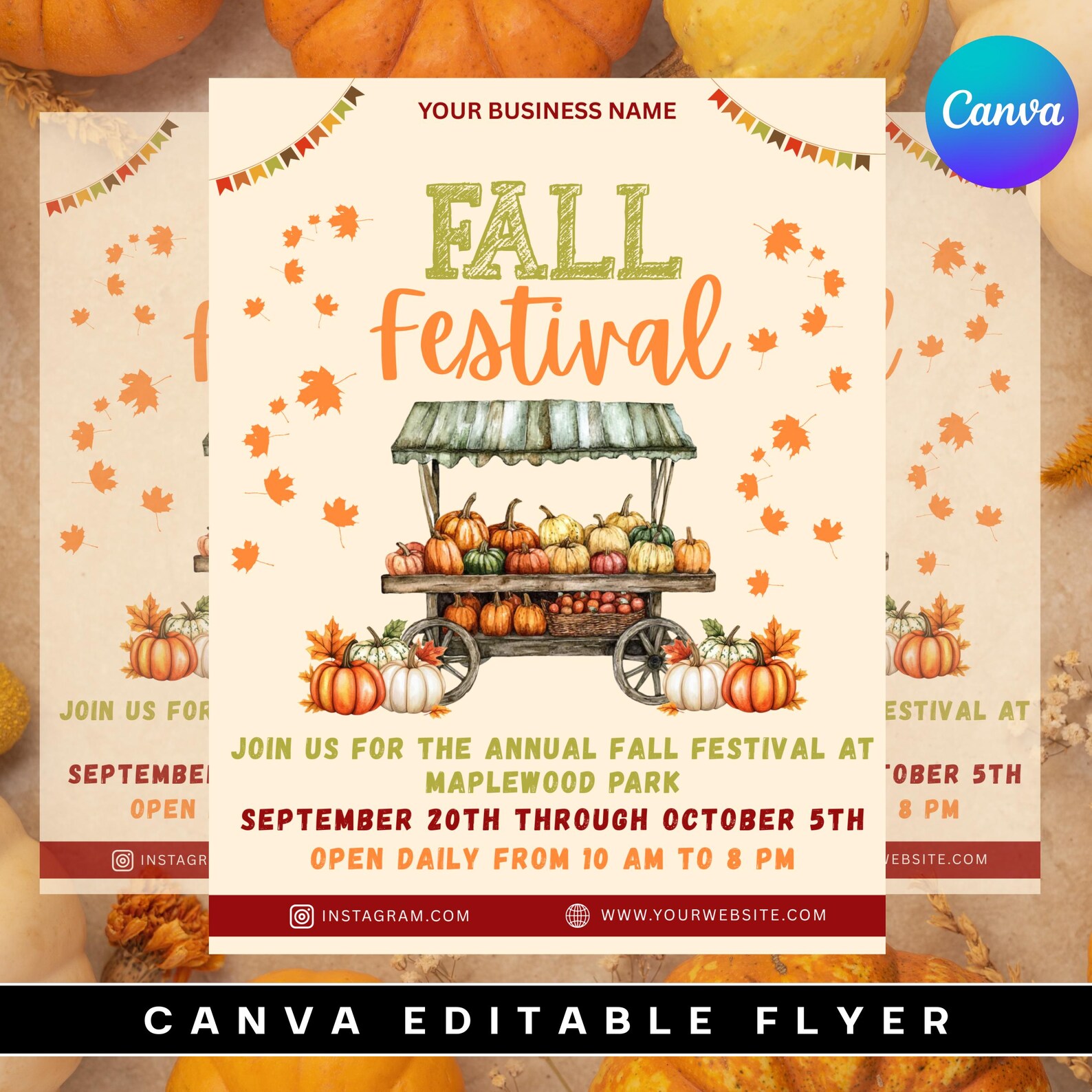 Fall Festival Flyer Template: Editable Harvest Party Invitation (canva ...
