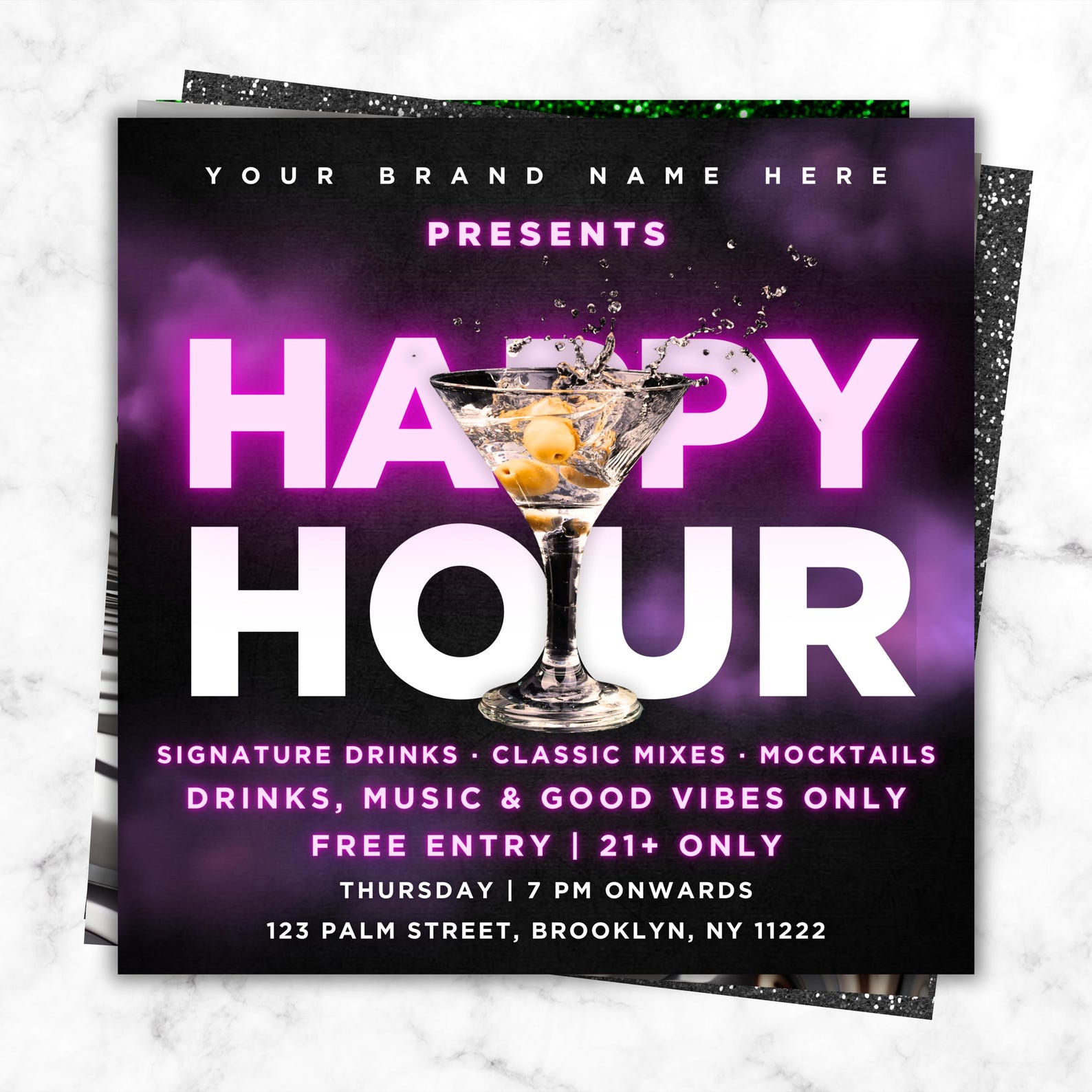 Happy Hour Flyer Template, Bar Promotions, Canva (digital Download) - Etsy
