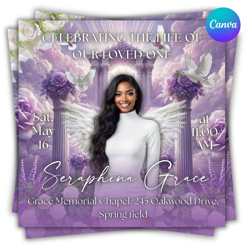 Editable Memorial Announcement Flyer: Celebration of Life Canva ...