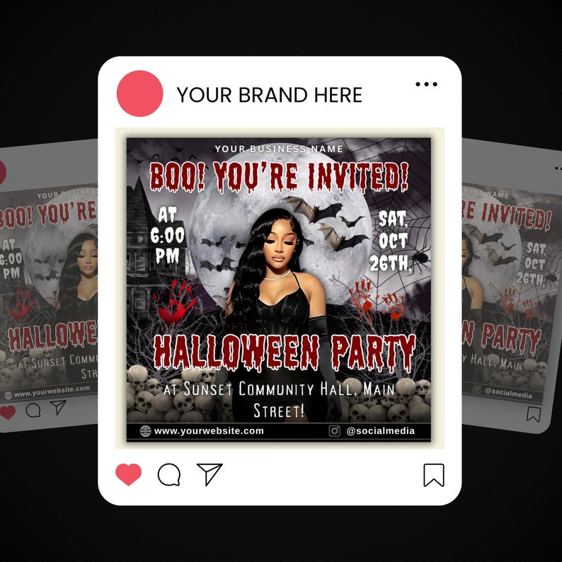 Spooky Halloween Party Flyer Template: Editable Canva Invitation ...