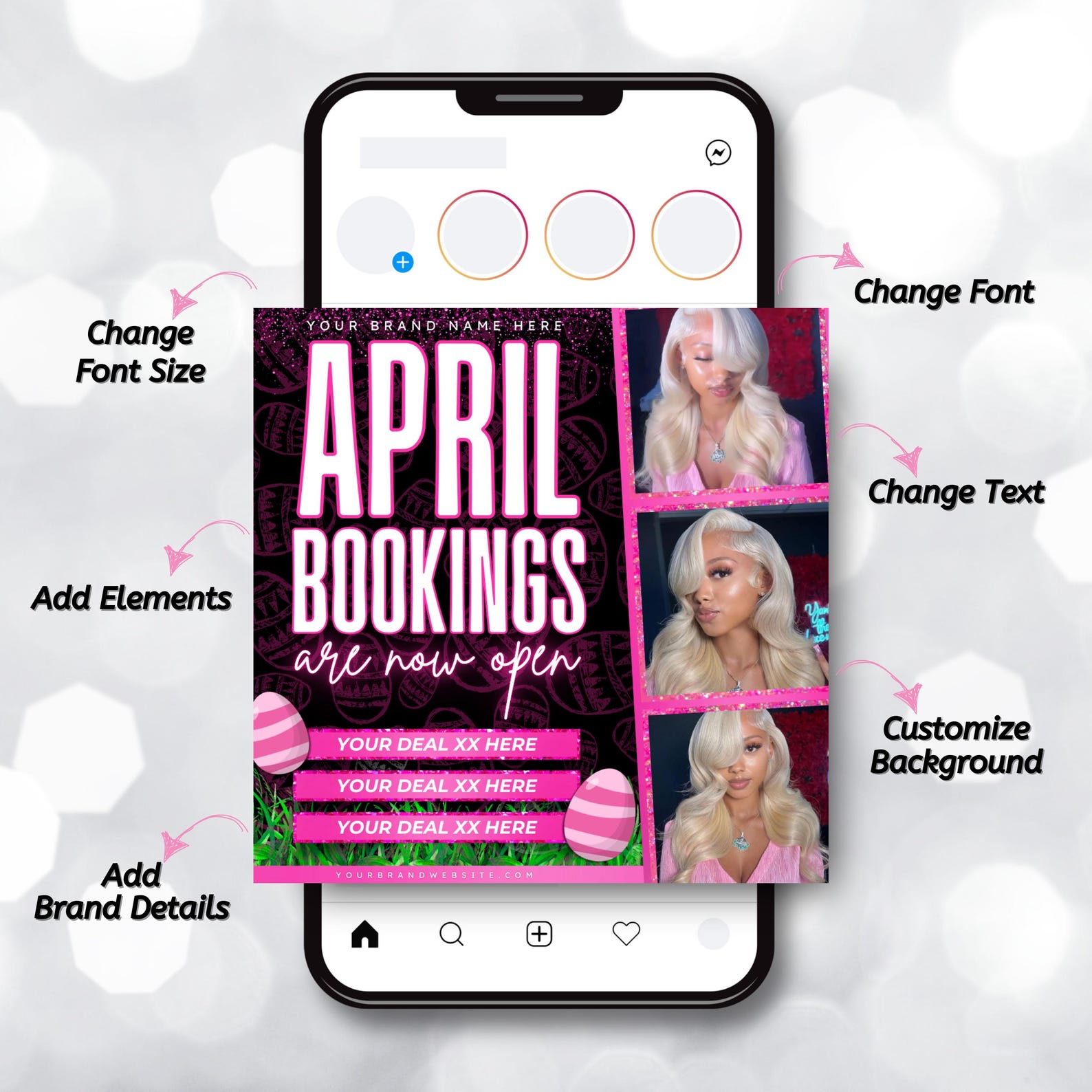 April Booking Flyer, Spring Booking Flyer, Easter Flyer, Canva Template ...
