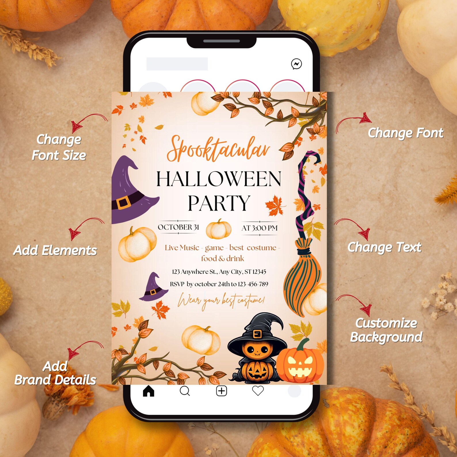 Spooky Halloween Party Invitation Template: Editable Canva Flyer ...