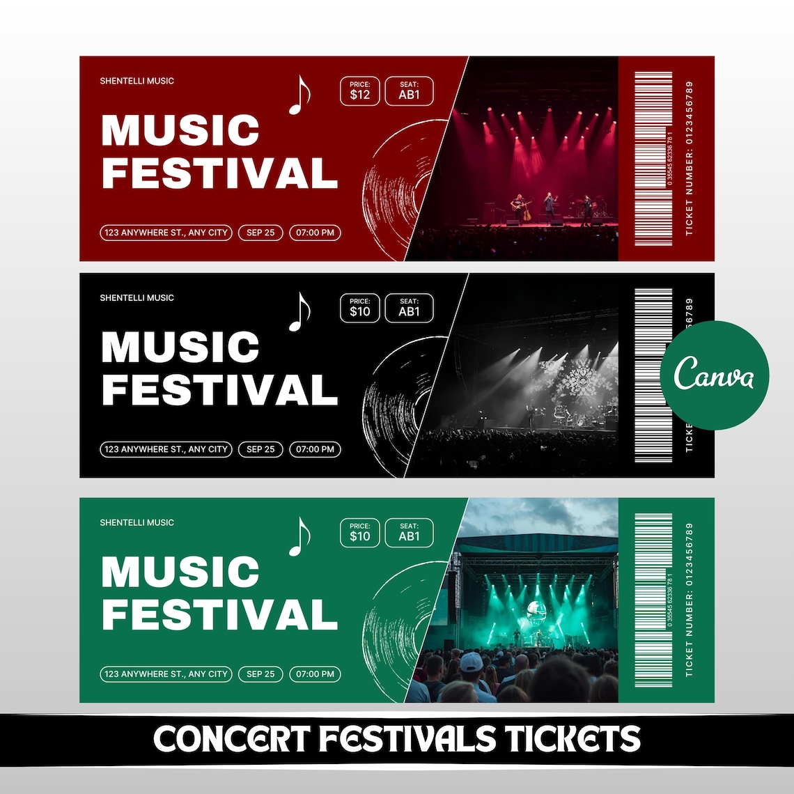 Music Festival Ticket Template | Editable Concert Ticket | Event Ticket ...