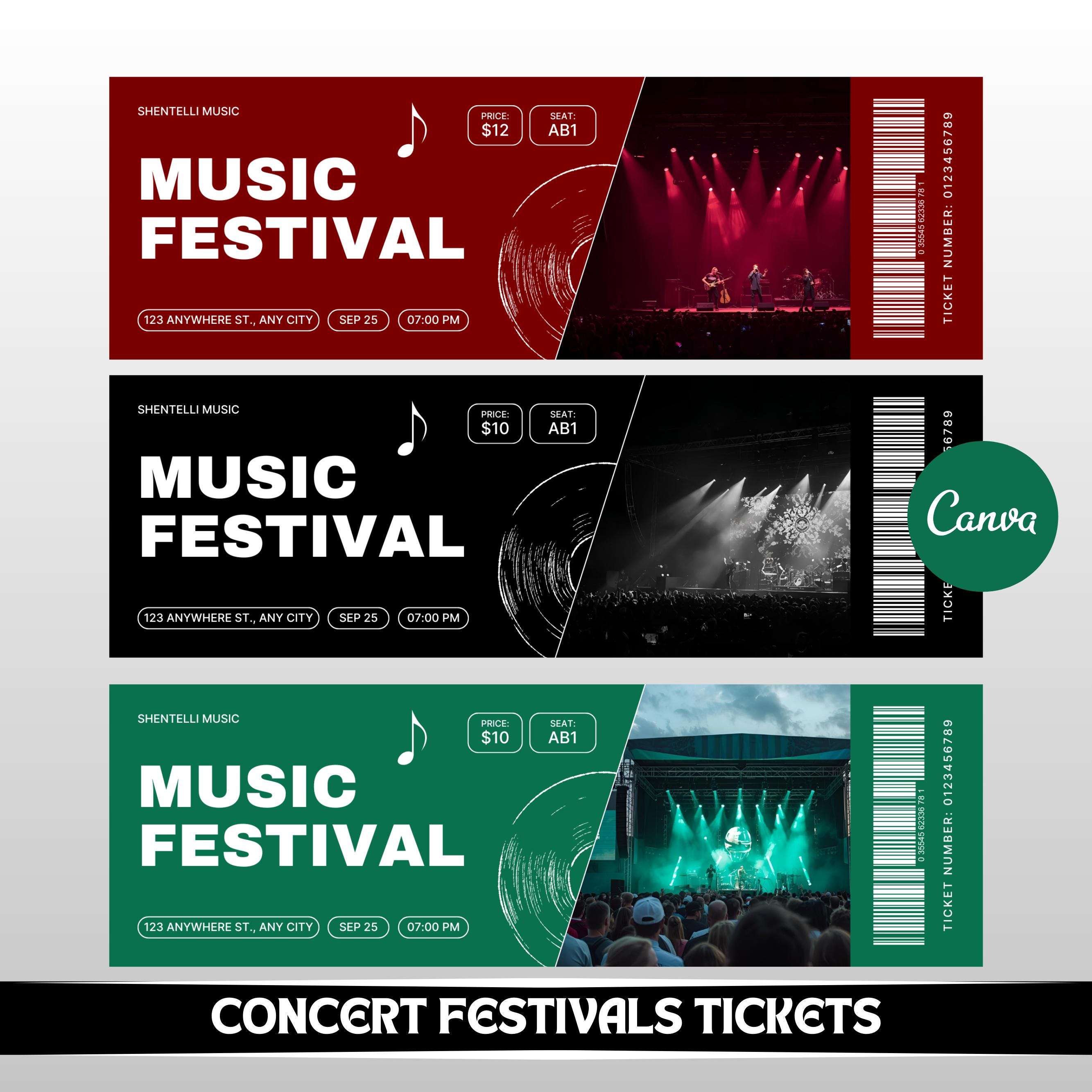 Editable Music Festival Ticket Template: Concert, Rave, Event Pass ...