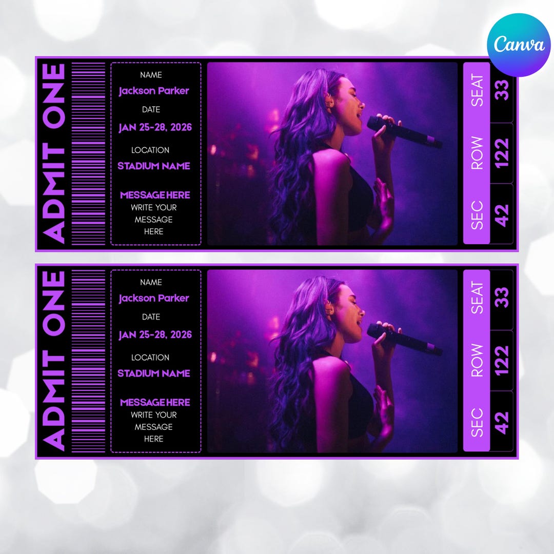 Editable Concert Ticket Template, Event Ticket Invitation, Custom Admit ...