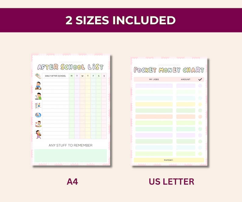Editable Kids Chore Chart Bundle: Responsibility Checklist, Reward ...