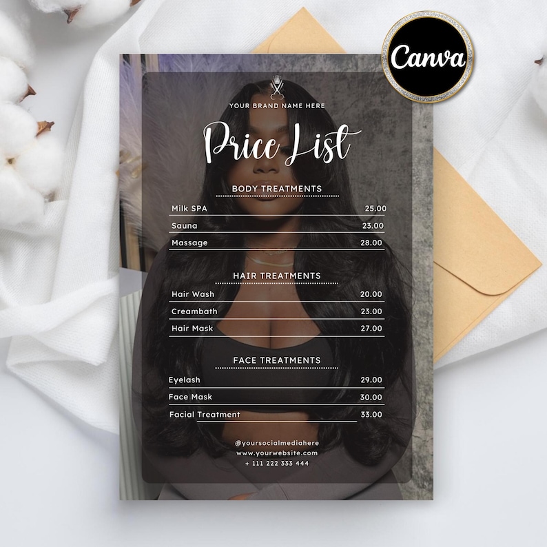 Salon Price List Template: Canva Editable Flyer (8.5x11 A4) - Etsy