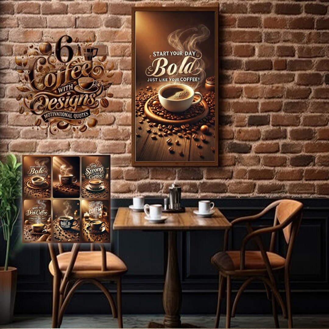 6 Pictures Inspirational Coffee Quote Poster – Motivational Wall Art ...