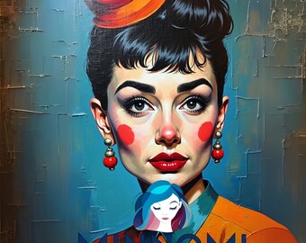Audrey Hepburn Clown - Picasso Style Cubist Art - Abstract Portrait ...