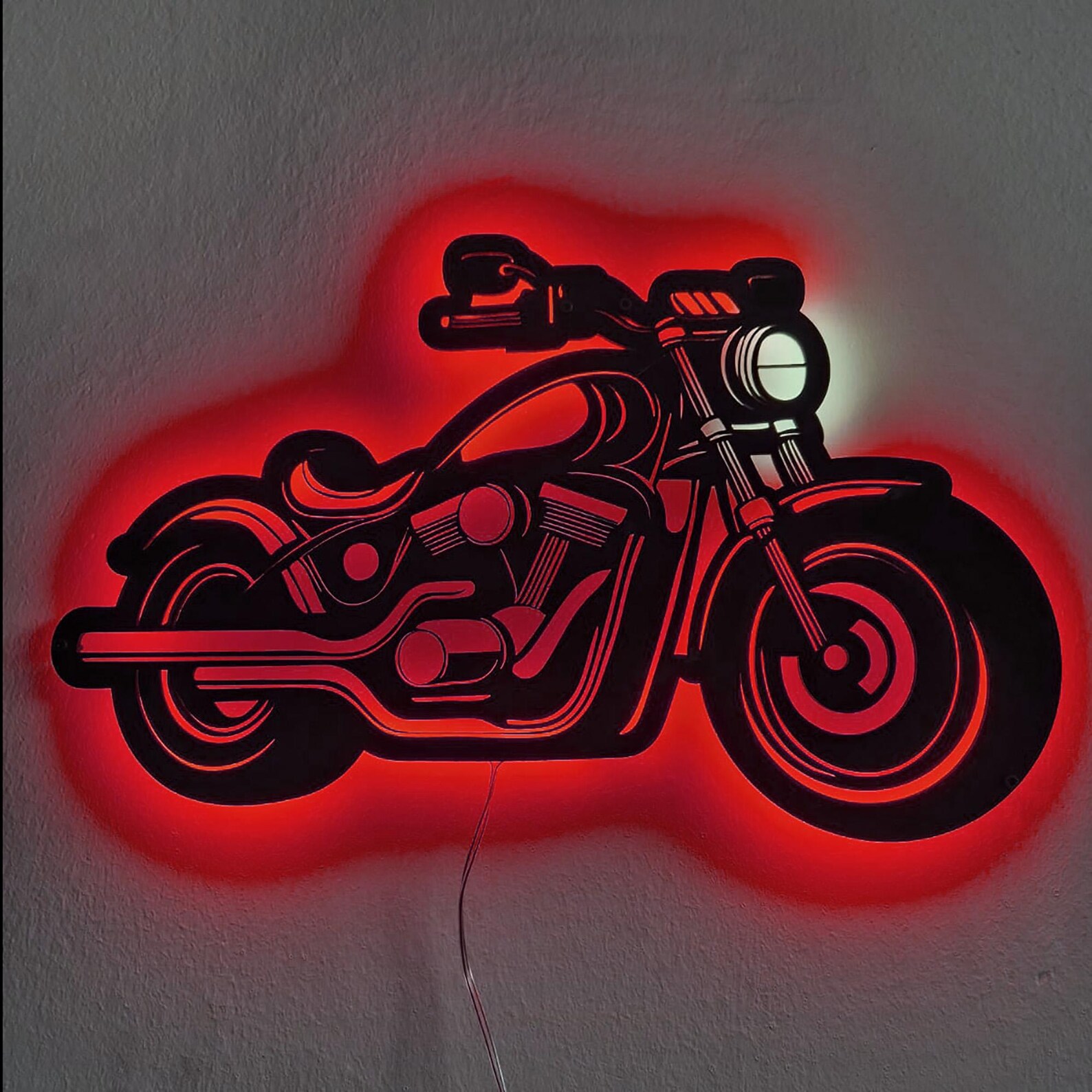 Motorcycle Wall Art With LED Light, Handmade Motorcycle Decor ...