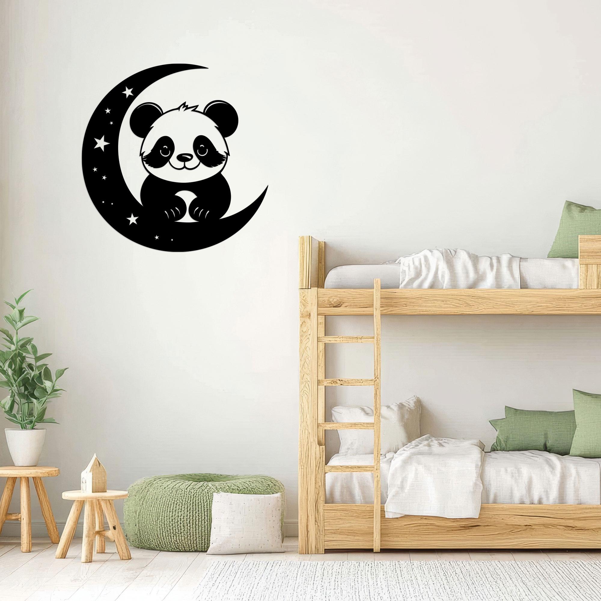 Panda Moon MDF Wall Art, 3D Shadow Effect, Nursery Decor - Etsy