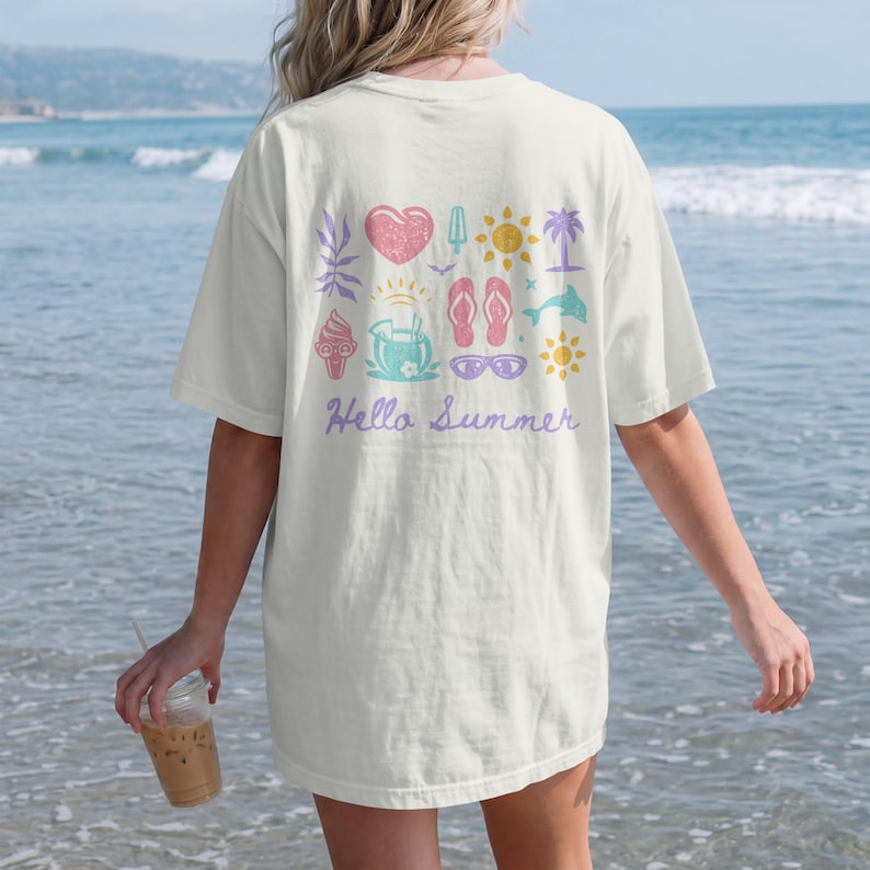 Retro Summer Clipart Bundle, Pastel Beach Vacation Design (digital ...