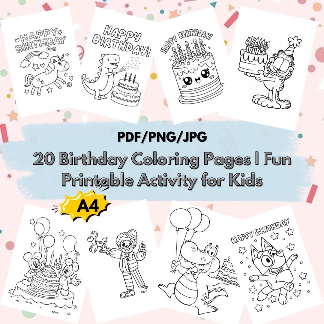 Birthday Coloring Book | 20 Fun Pages for Kids,toddlers,preschoolers ...