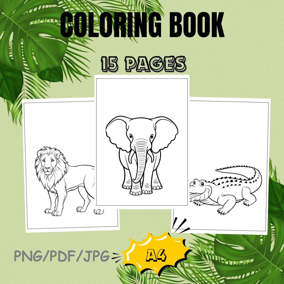Wild Animals Coloring Book – 15 Pages Printable PDF/PNG/JPG - Etsy