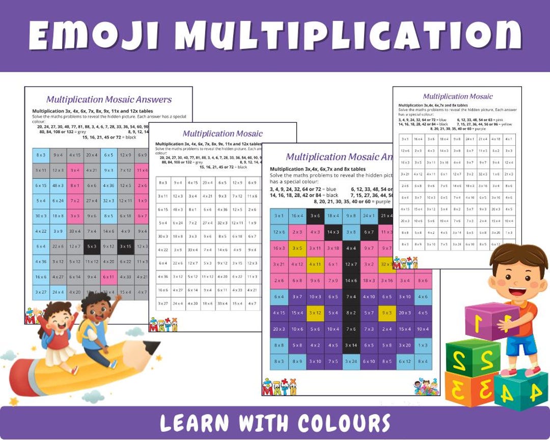 Multiplication Mosaic (PDF) | Times Tables Color by Number - Etsy