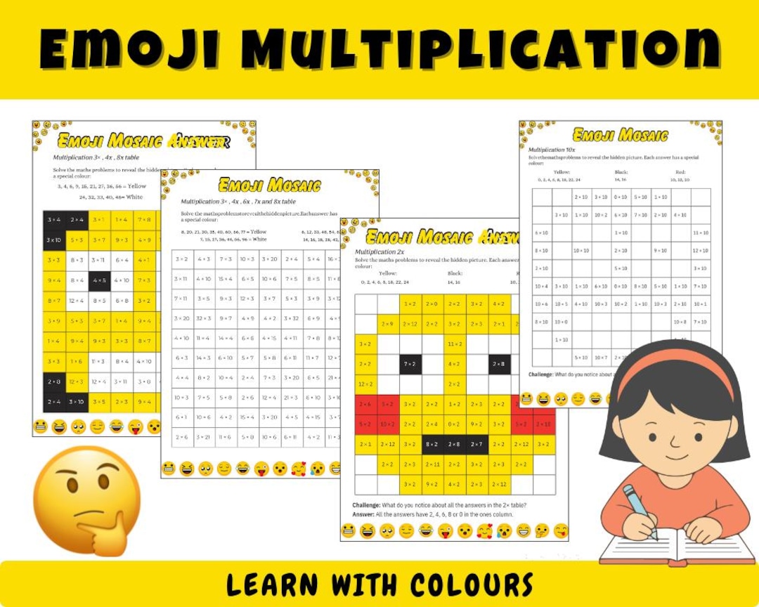 Emoji Multiplication Color by Number | Times Tables Practice (PDF) - Etsy
