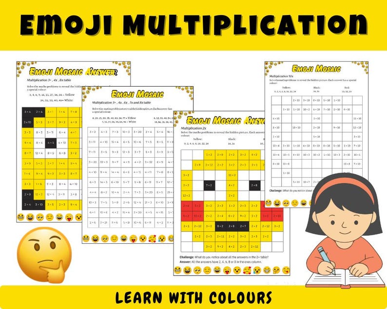 Emoji Multiplication Color by Number | Times Tables Practice (PDF) - Etsy