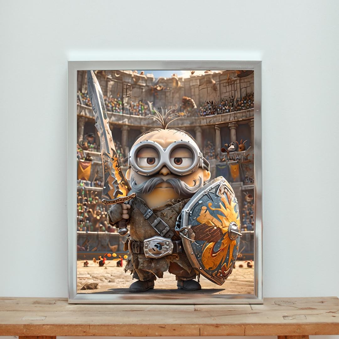 Minion Warrior Poster Digital Download – Cute Fantasy Art Print, Kids ...