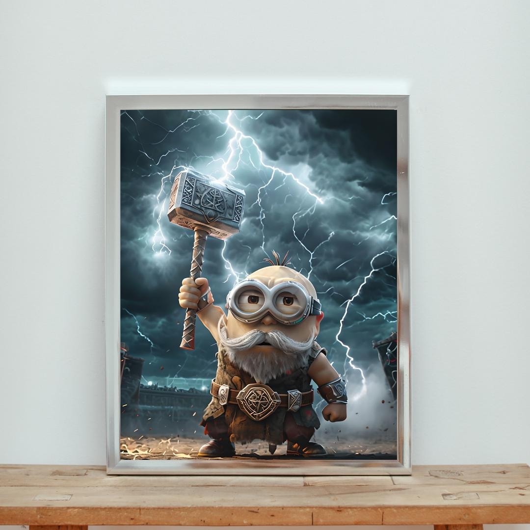 Minion Thor Poster Digital Download, Funny Superhero Wall Art, Instant ...