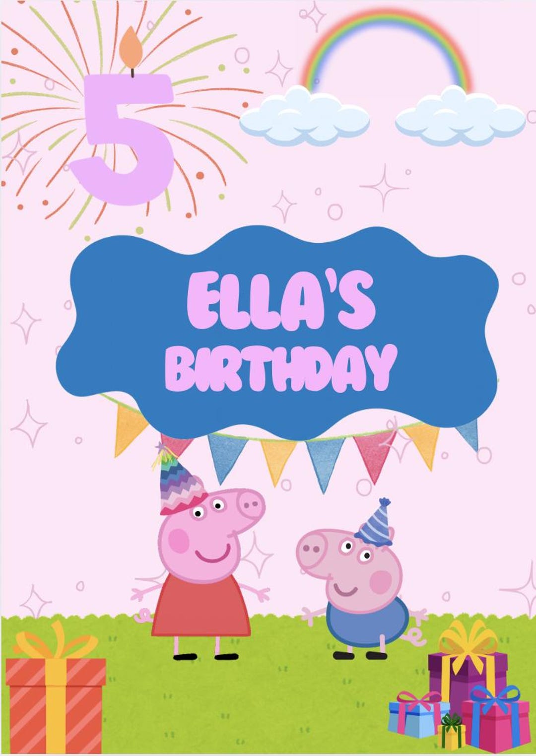 Peppa Pig Birthday Invite - Etsy