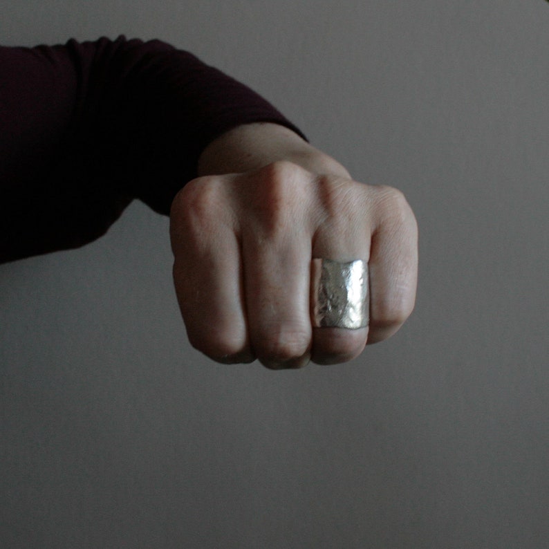 Unique hand modelled extra wide sterling silver ring | Etsy