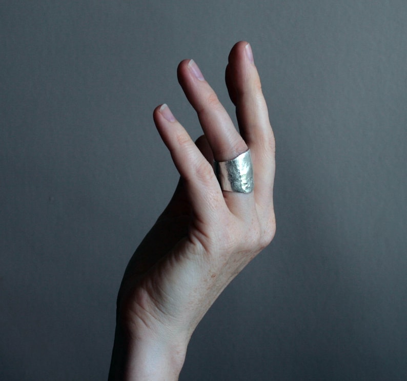 Unique hand modelled extra wide sterling silver ring | Etsy