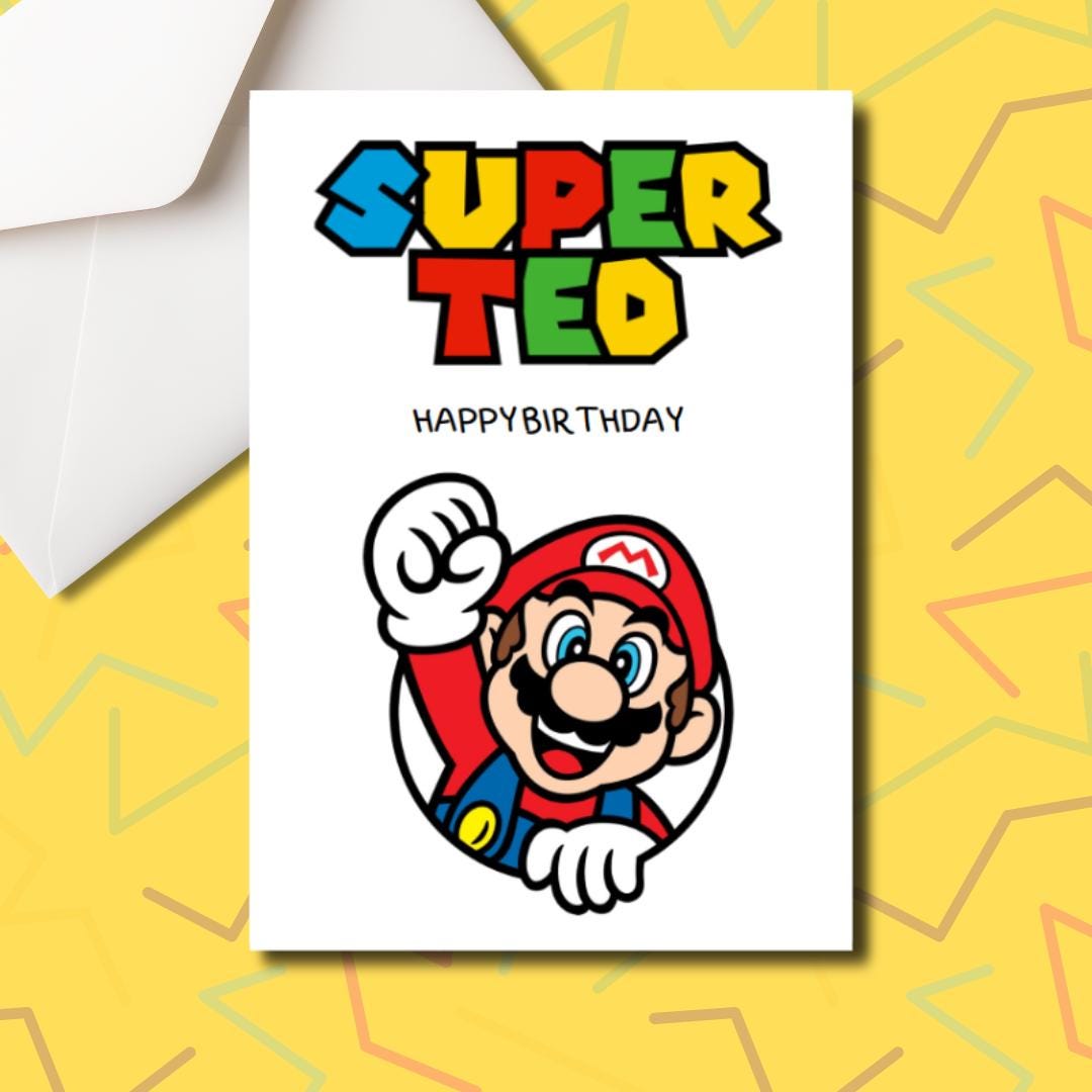 Super Mario Birthday Card, Personalised Super Mario Card for Son ...