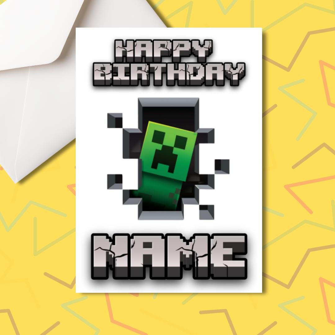 Personalised Birthday Card | Minecraft Greeting Card Boy Girl | Gaming ...