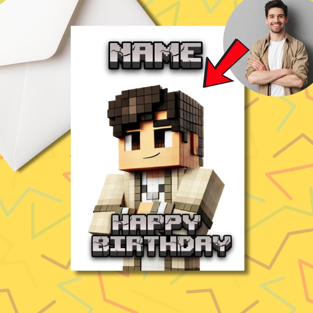 Personalised Birthday Card | Minecraft Greeting Card Boy Girl | Gaming ...
