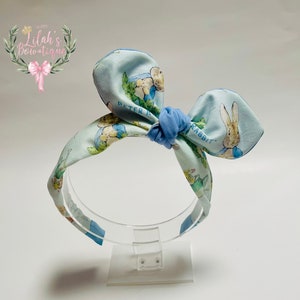 Custom Peter Rabbit Fabric Knotted Bow Style Headband Perfect Size for ...