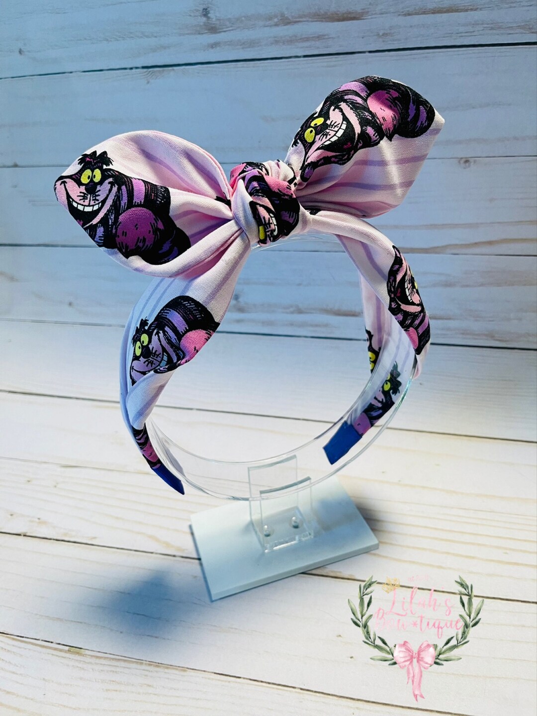 Custom Disney Alice in Wonderland Stripe Cheshire Cat Fabric Knotted ...