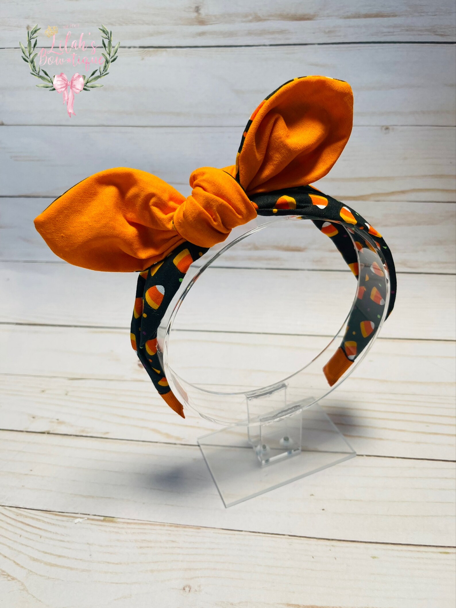 Custom Made Halloween Candy Corn Fabric Knotted Bow Headband. - Etsy