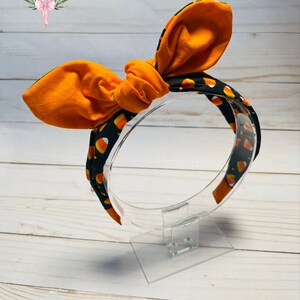 Custom Made Halloween Candy Corn Fabric Knotted Bow Headband. Perfect ...
