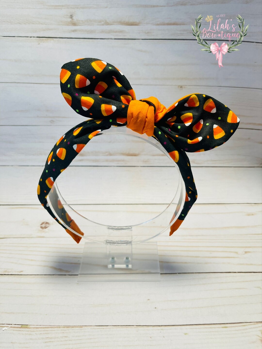 Custom Made Halloween Candy Corn Fabric Knotted Bow Headband. Perfect ...