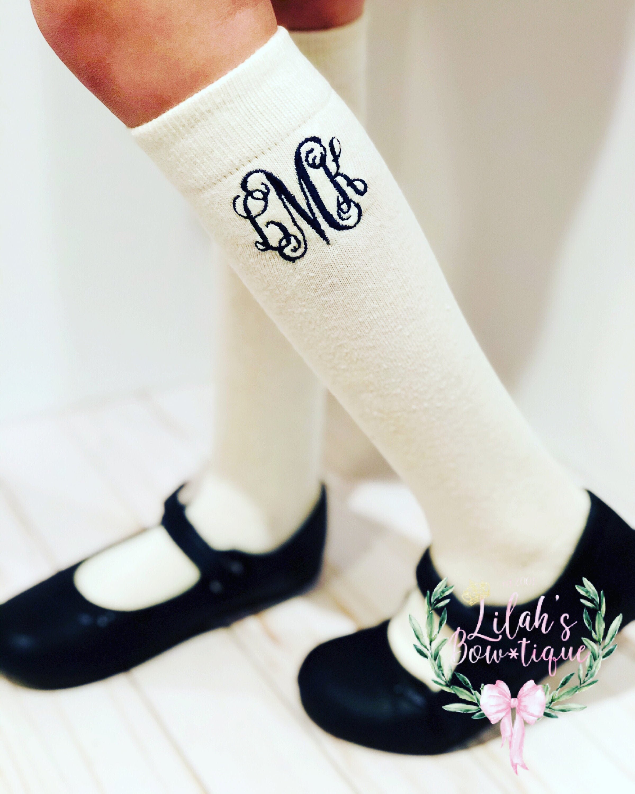 Custom Embroidered Monogrammed Knee Socks | Etsy