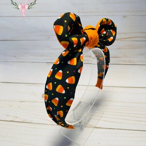 Custom Made Halloween Candy Corn Fabric Knotted Bow Headband. Perfect ...