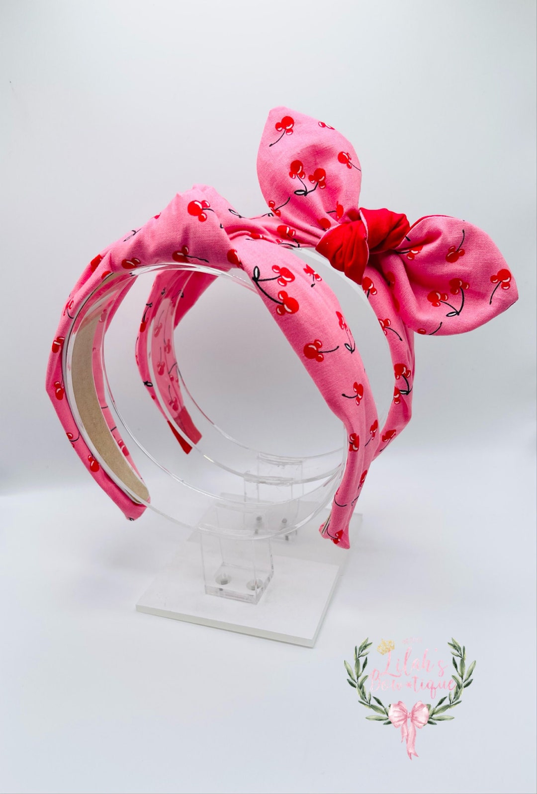 Custom Mickey Minnie Cherries Fabric Knotted or Knotted Bow Style ...