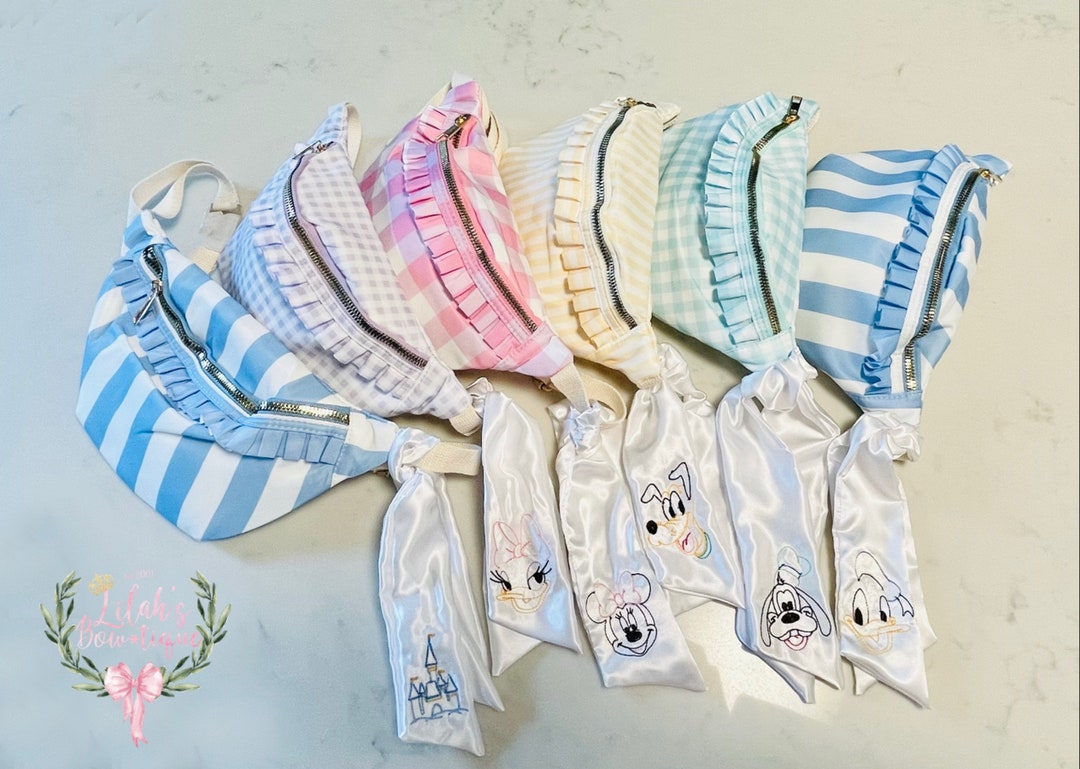 Nylon Ruffle Gingham, Stripe, Crossbody, Fanny Pack, Chest Bag With ...