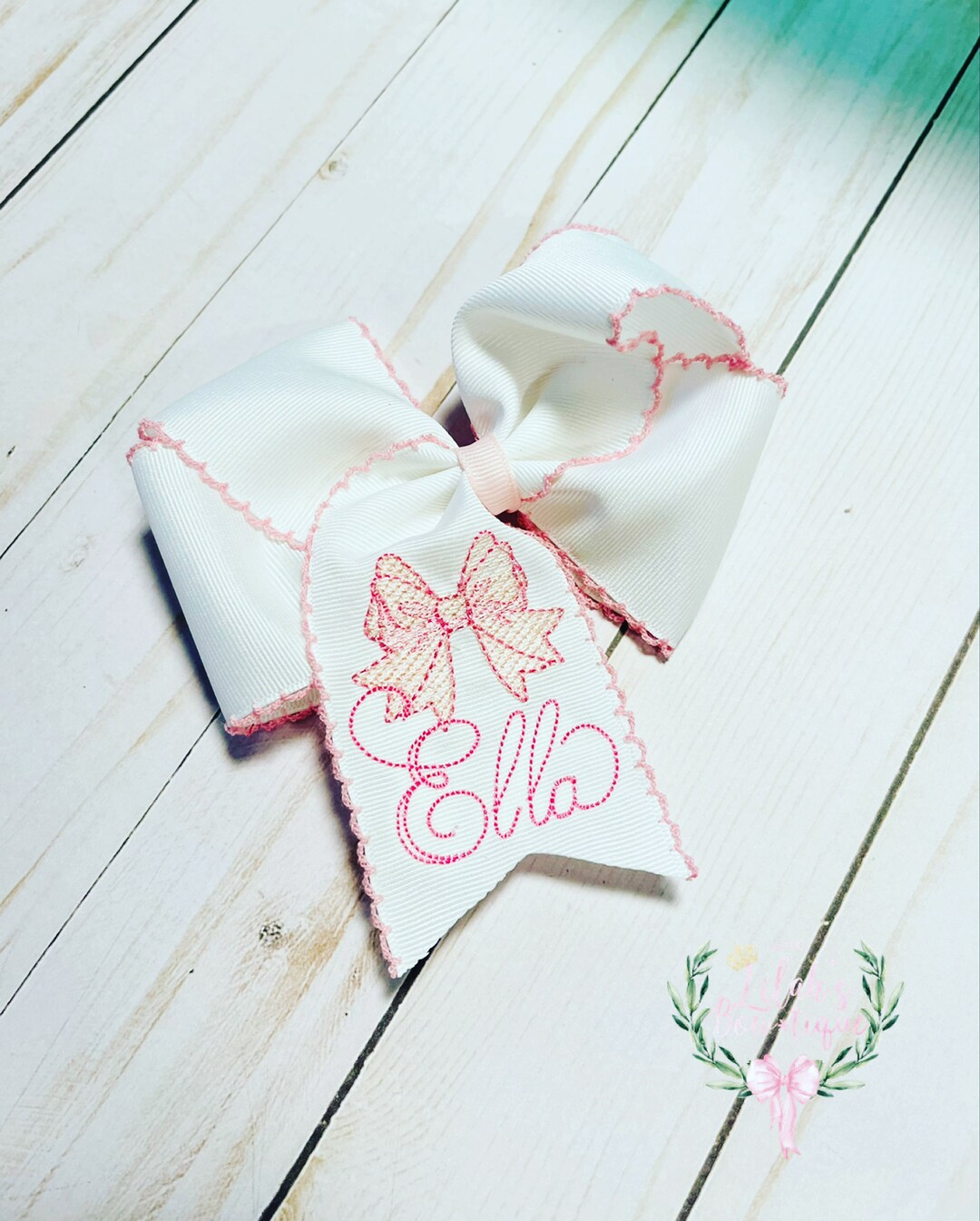 Custom Personalized Embroidered Bow & Name in You Choice If Color ...