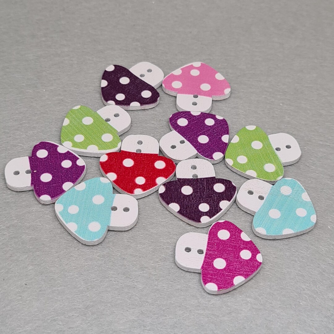 9× Toadstool Buttons, Wooden Mushroom Shaped Embellishments, 22mm - Etsy