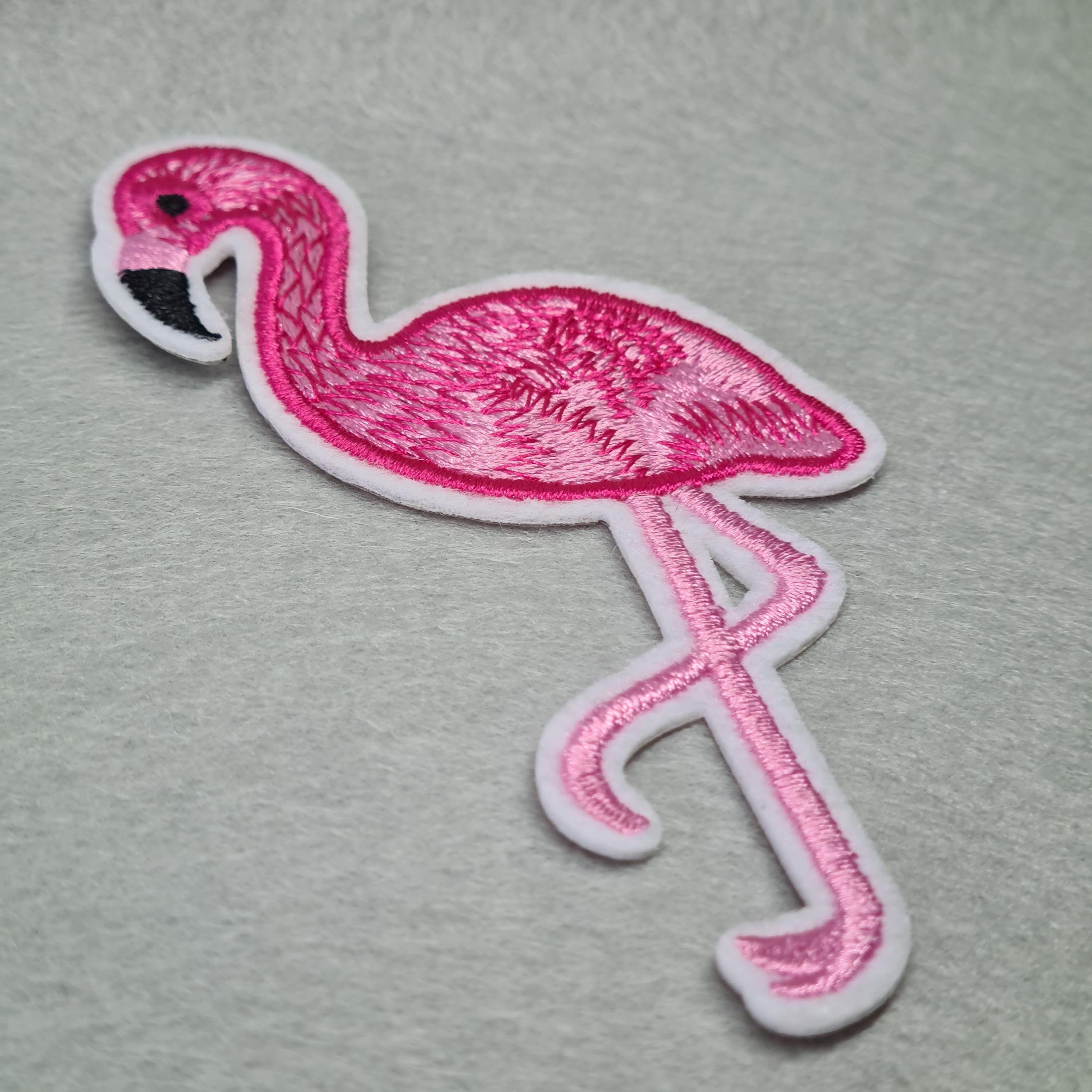 Flamingo Iron on Patch, Embroidered Tropical Pink Bird for Applique ...