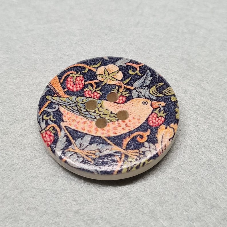 William Morris Strawberry Thief Wooden Buttons, Arts and Crafts Floral ...